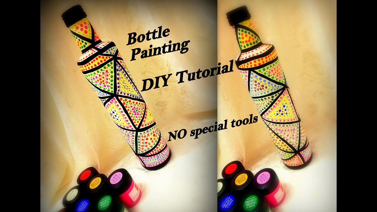 How to Paint Glass Bottles/Bottle Art DIY Tutorial/NO special tools ...