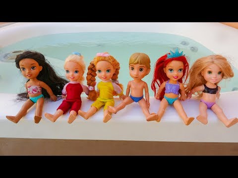 Pool party and challenges with Elsa and Anna toddlers