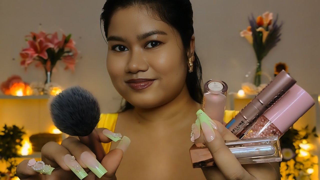 ASMR Tingly Bedtime Makeup😴💄 (Layered Sounds, Minimal Talking, Tapping ...