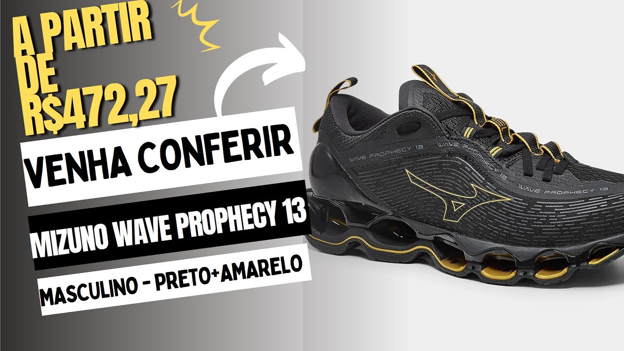 TÊNIS MIZUNO WAVE PROPHECY 13 MASCULINO - PRETO E AMARELO A PARTIR DE R ...