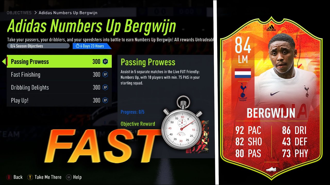 HOW TO COMPLETE ADIDAS NUMBERS UP BERGWIJN OBJECTIVES FAST!🏃‍♂️💨 - FIFA ...