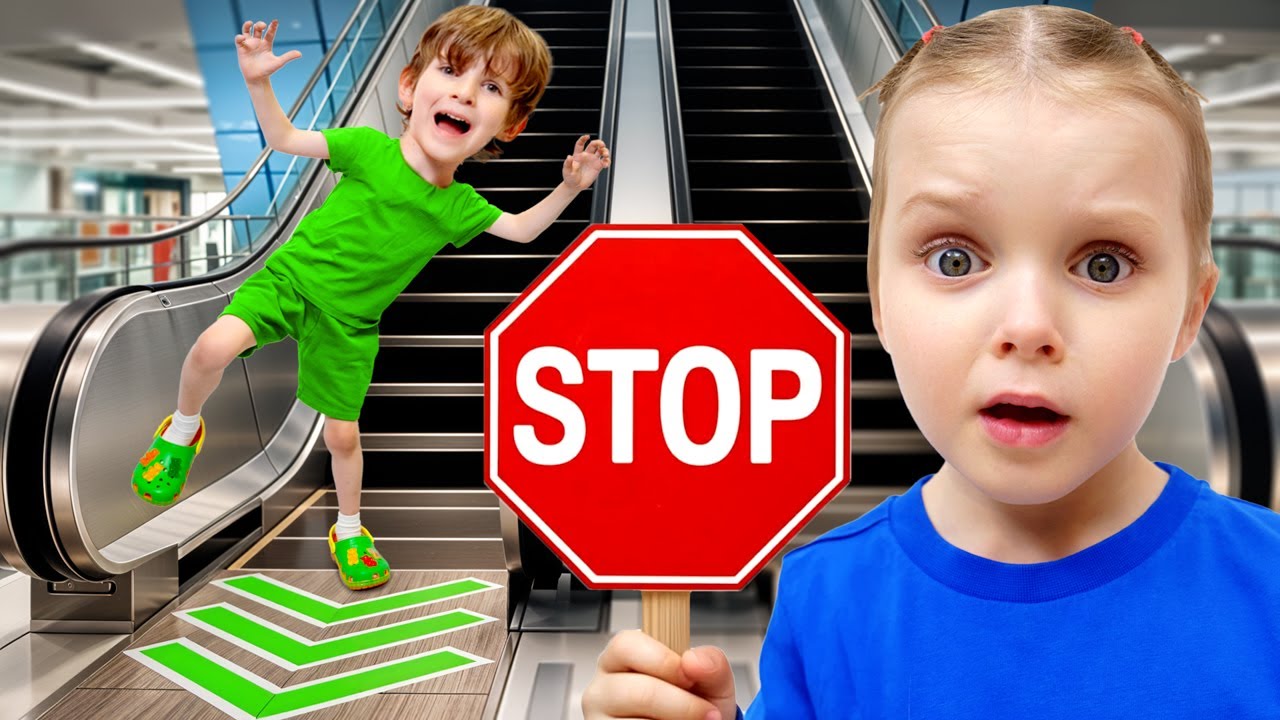 Learn Escalator Safety Rules at the Mall with Vania Mania Kids - YouTube