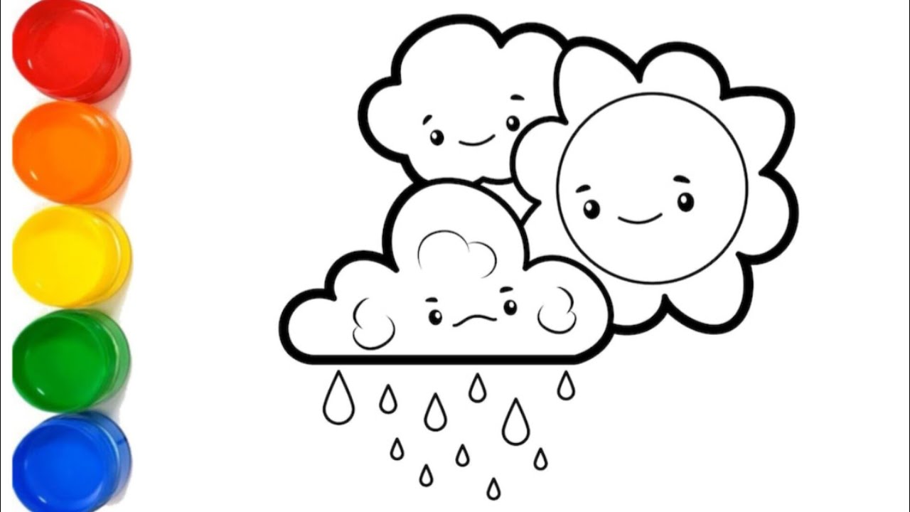 How to Draw Sun and clouds | Easy cute Sun drawing colouring | cute Sun ...