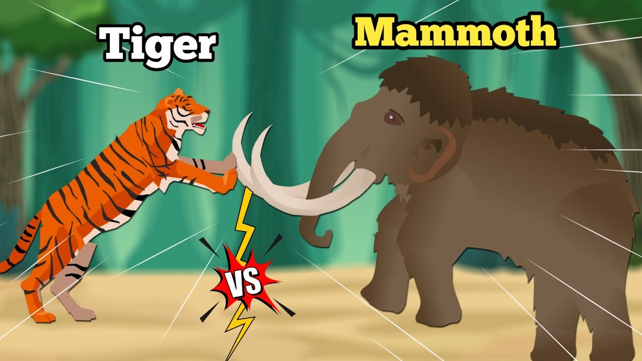 Tiger vs MAMMOTH |Animals Fight Animation ( Who Is The Stronger ...