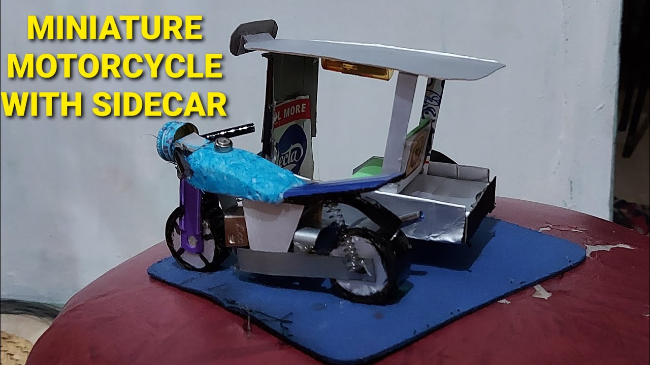 DIY,TOY,TUTORIAL.MINIATURE MOTORCYCLE WITH SIDECAR. - YouTube