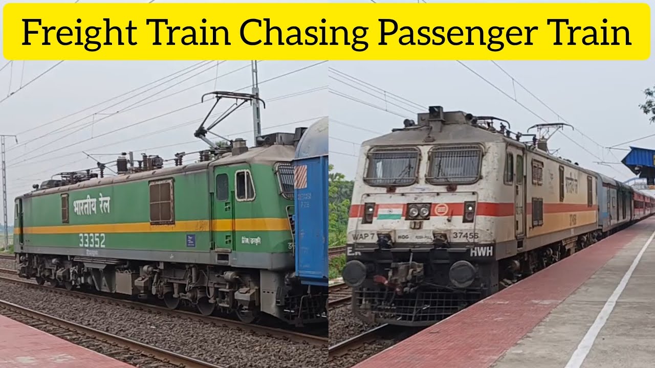 Freight Train Chasing Express Train in Howrah-Barddhaman Chord Line//Kolkata-Jammu Tawai Express ...