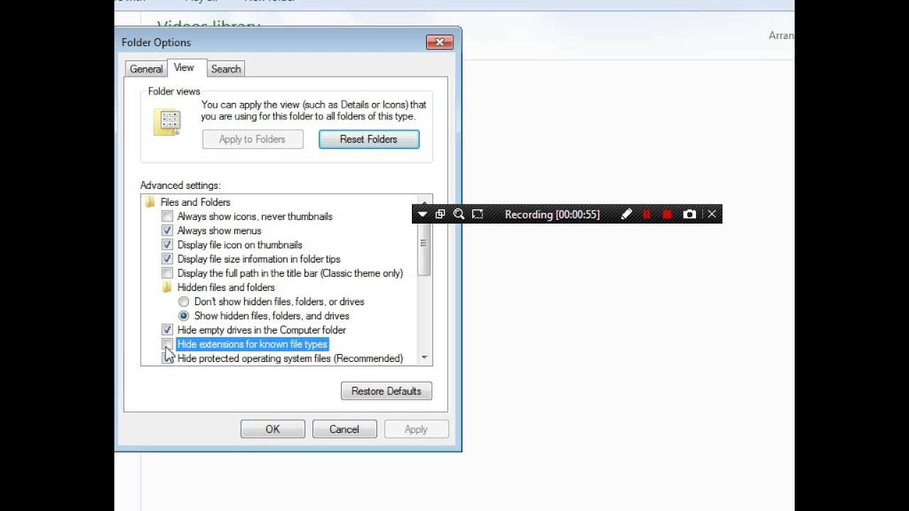 how to show file name extension windows 7/8/8.1/10 - YouTube