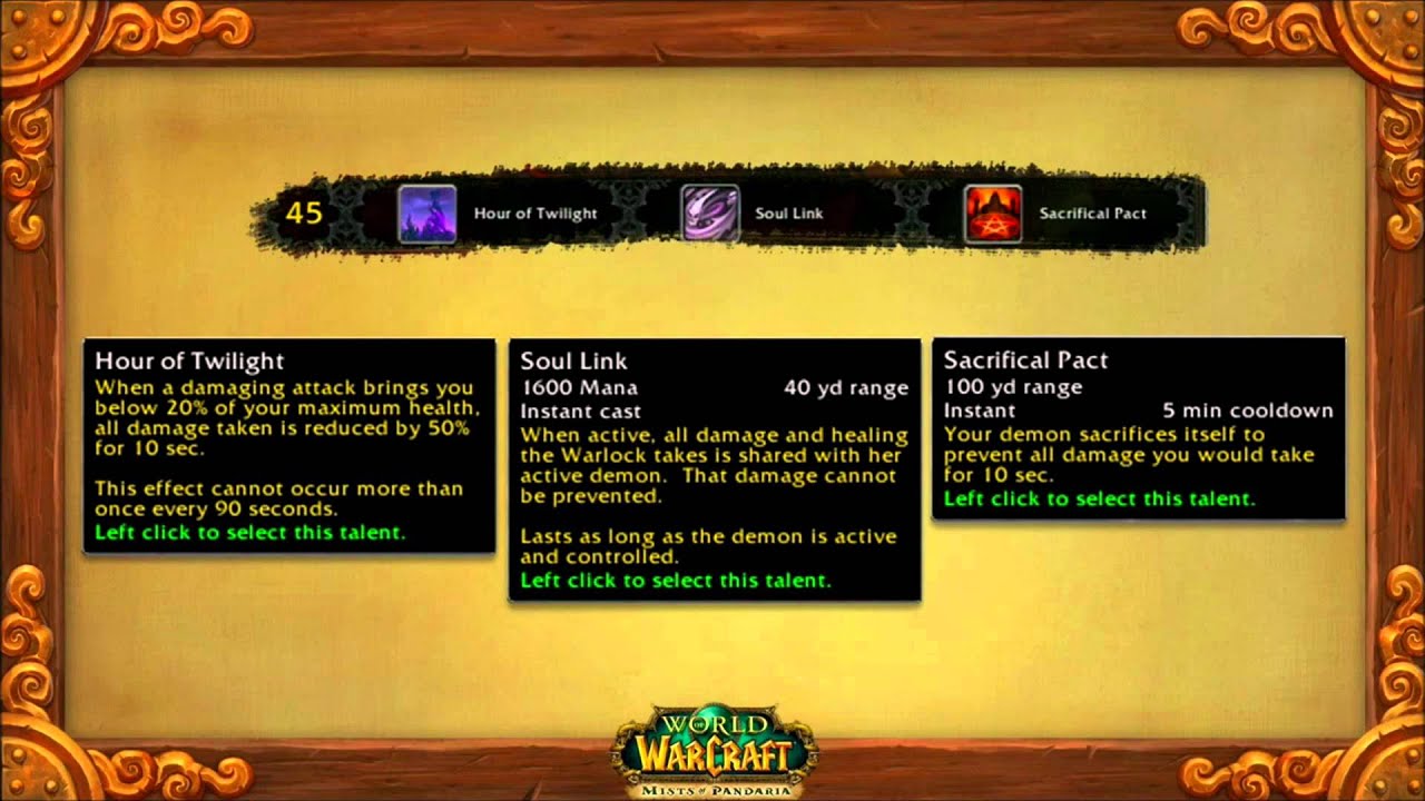 Mists of Pandaria - Warlock Talent Tree - YouTube