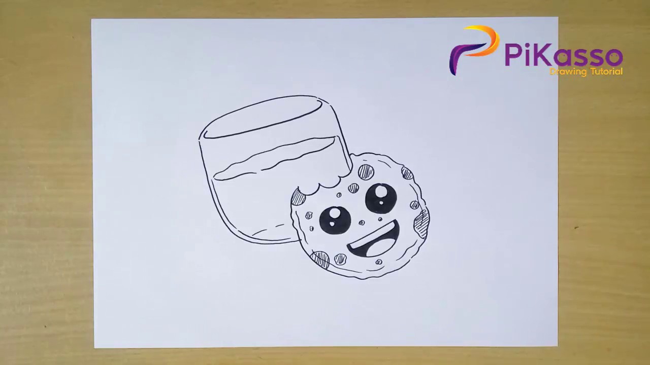 How to Draw Cookies and Milk step by step - YouTube