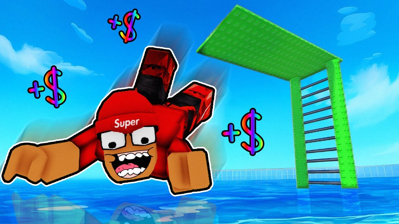 MERGULHANDO DE MUITO ALTO NO ROBLOX DIVE INTO A POOL - YouTube