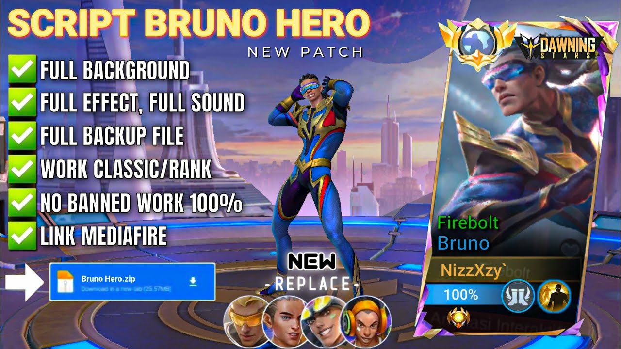 Script Skin Bruno Hero - Dawning Stars No Password | Full Effect ...