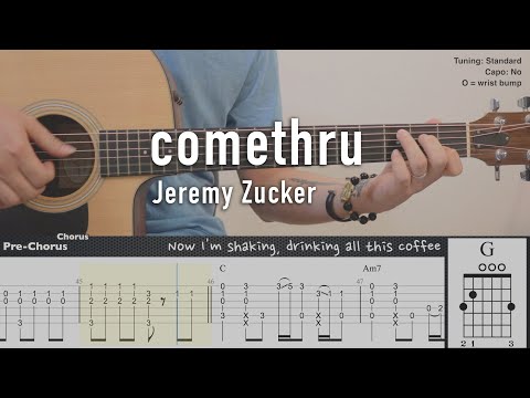comethru - Jeremy Zucker | Fingerstyle Guitar | TAB tutorial + Chords + Lyrics