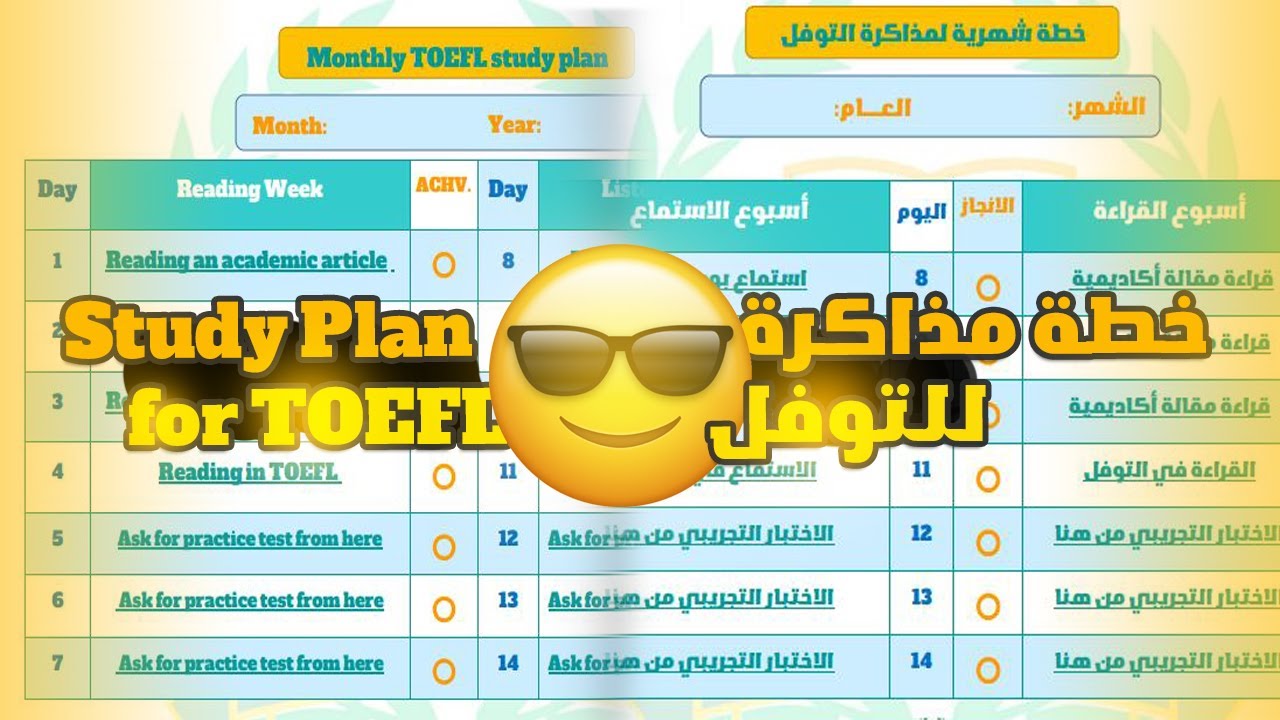 TOEFL Study plan خطة مذاكرتك للتوفل - YouTube