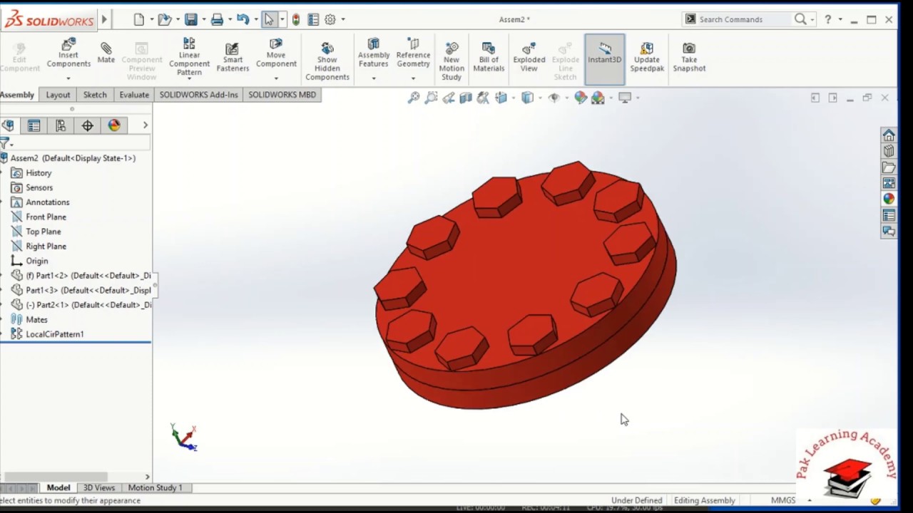 Solidworks assembly tutorials in hindi 04 || Circular Component Pattern - YouTube