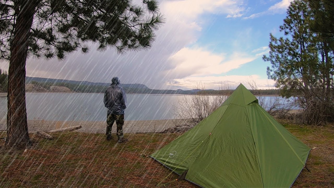 Spring Rain Storm Camping Alone - YouTube