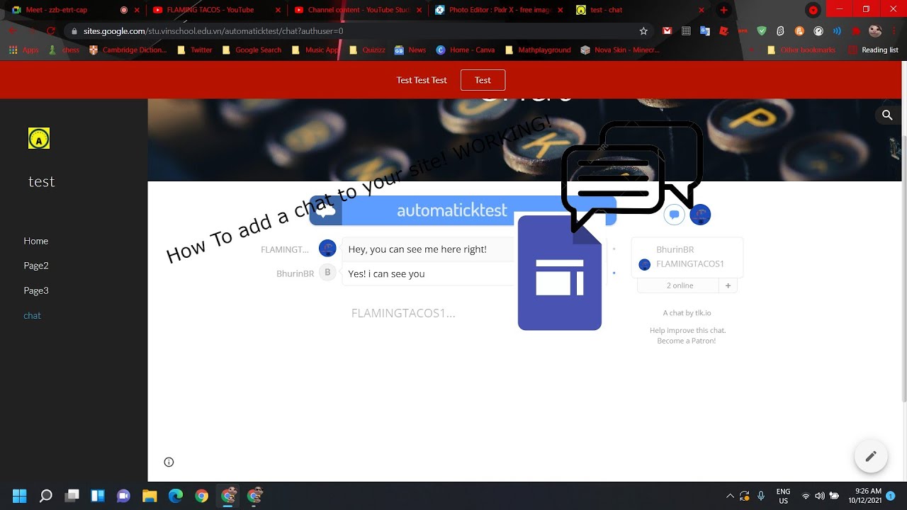 HOW TO ADD A CHAT TO YOUR GOOGLE SITES (WORKING!) - YouTube