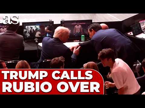 Trump GESTURES Marco Rubio OVER for a private ringside CONVERSATION at UFC 327