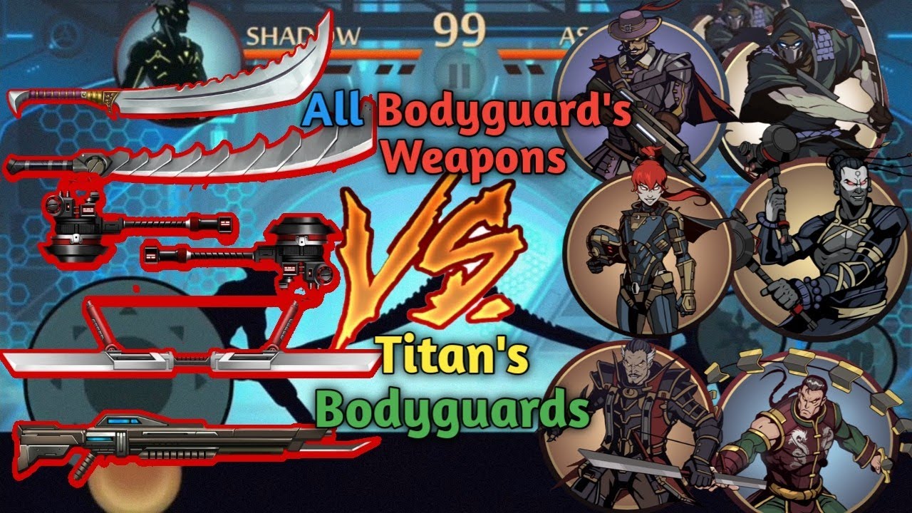 Shadow Fight 2 Special Edition | All Bodyguard's Weapons Vs Titan's ...