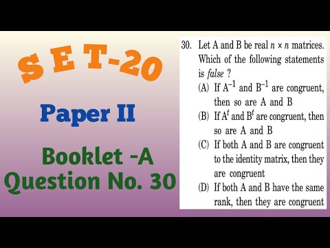 MH-SET Mathematical science -20, Congruent matrix. A linear algebra ...