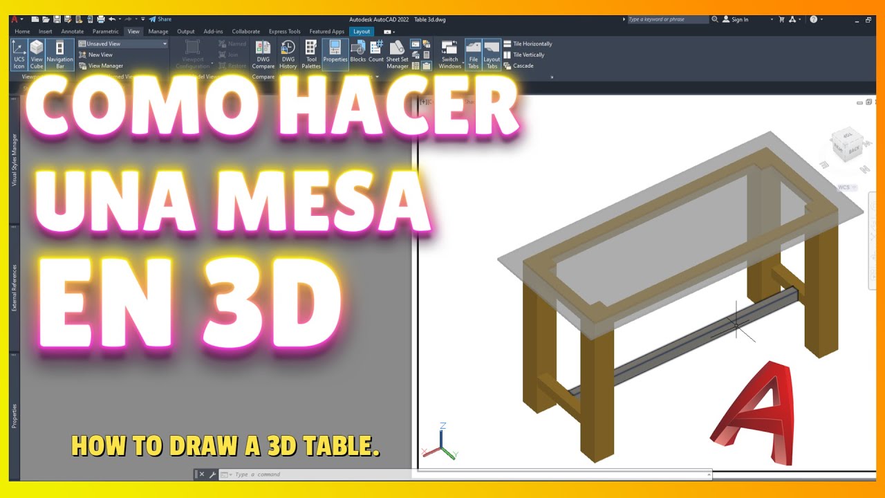 Como dibujar una MESA en AutoCAD en 3D. [3D Mesa] In less than 5 min ...