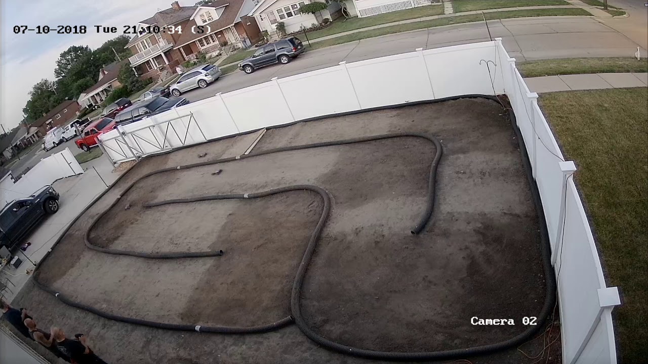 Back yard rc track. 1/16 scale e revo - YouTube