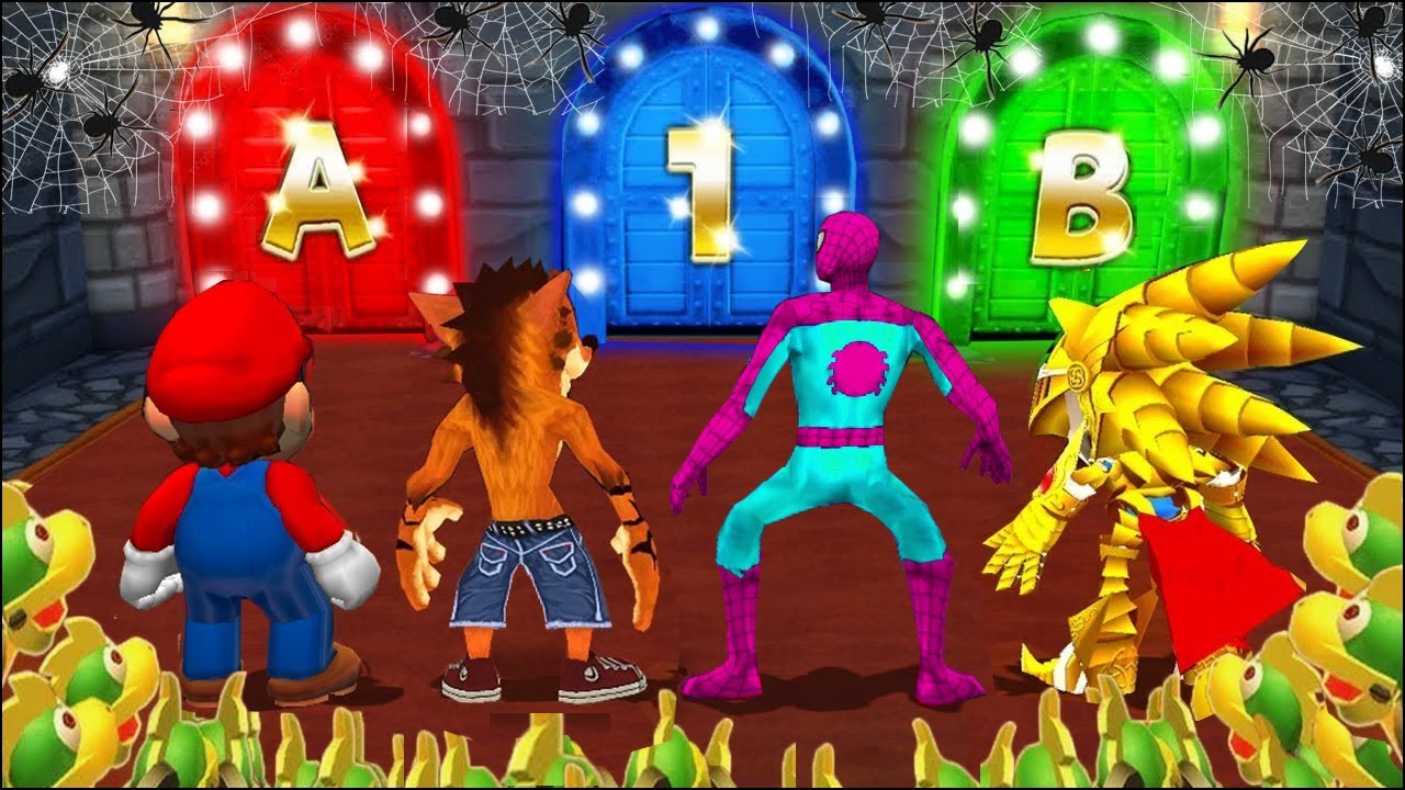 Mario Party 9 MiniGames Mario Vs Crash Bandicoot Vs Spider Man Vs ...