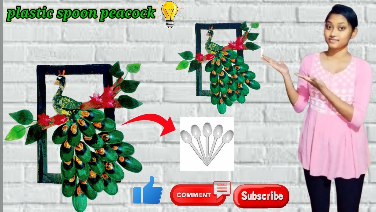 𝘿𝙄𝙔 𝙃𝙤𝙢𝙚 𝘿𝙚𝙘𝙤𝙧𝙖𝙩𝙞𝙤𝙣 || How to make ᴘʟᴀsᴛɪᴄ ᴀ peacock from plastic spoon ...