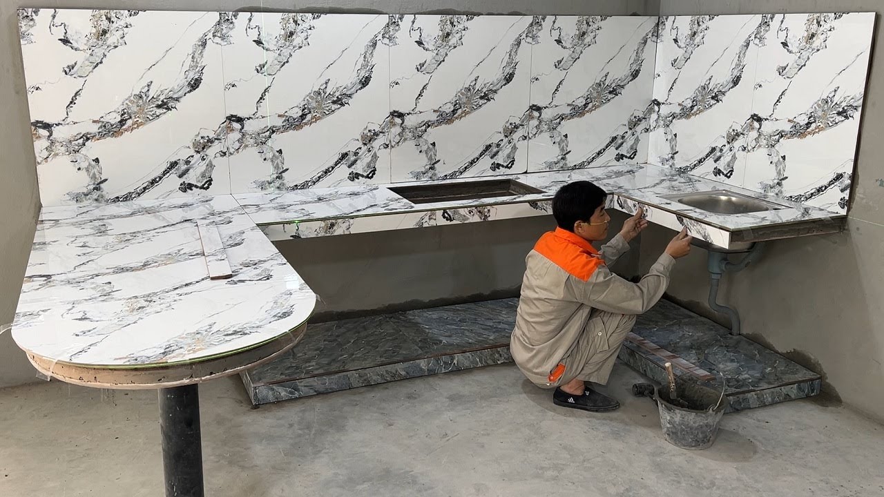 Ideas Design and Construction Kitchen Table Concrete With Ceramic Tiles ...