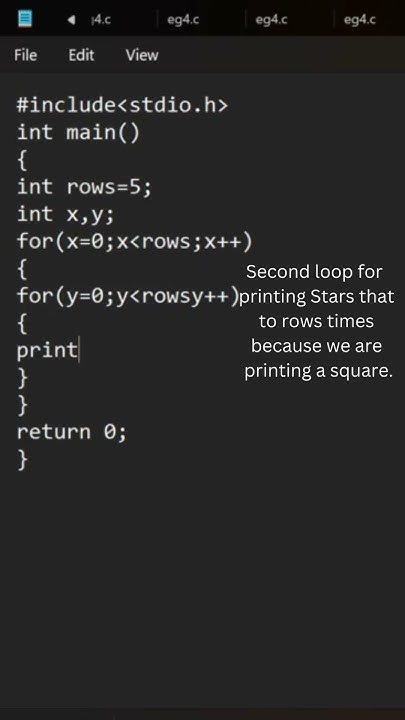 #Square pattern in C. #easyexplaination #subscribe to see more vides - YouTube
