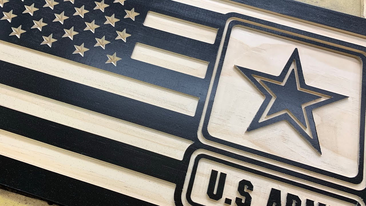 🔴 live Custom ordered Army Logo Flag | Shapeoko 3 XXL CNC project - YouTube