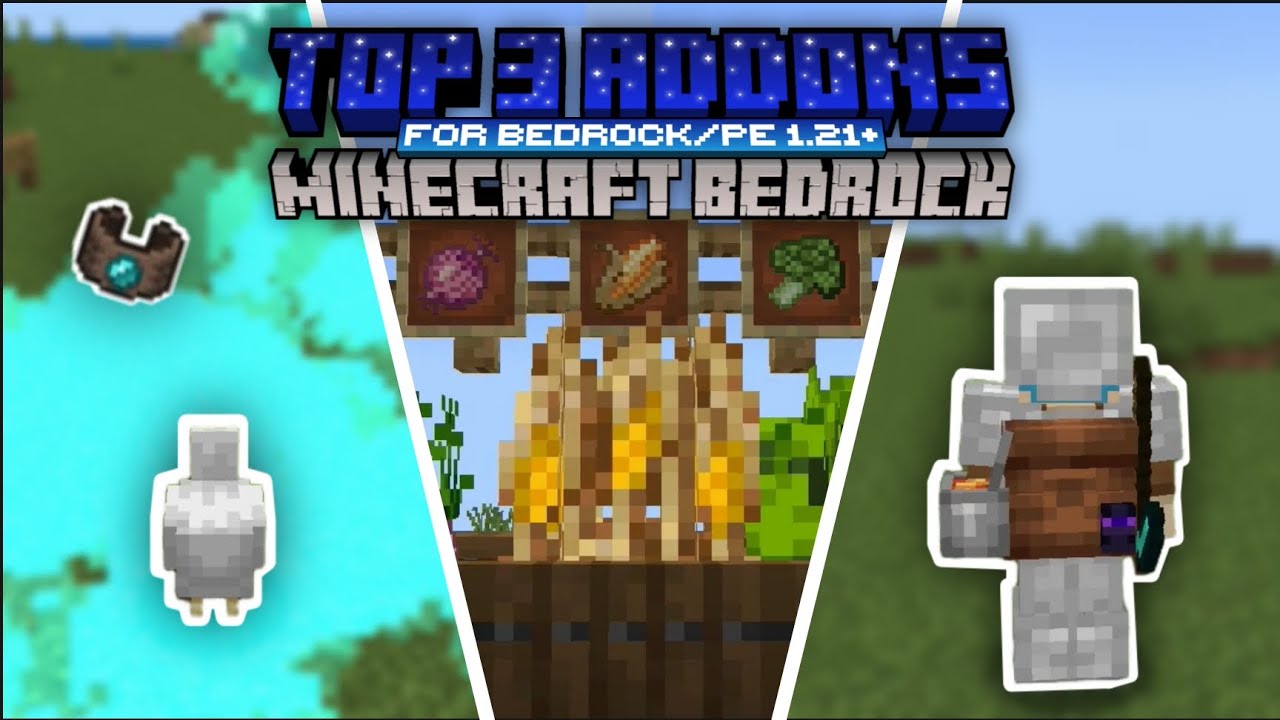 TOP 3 ADDONS for Minecraft PE/Bedrock 1.21+ - YouTube
