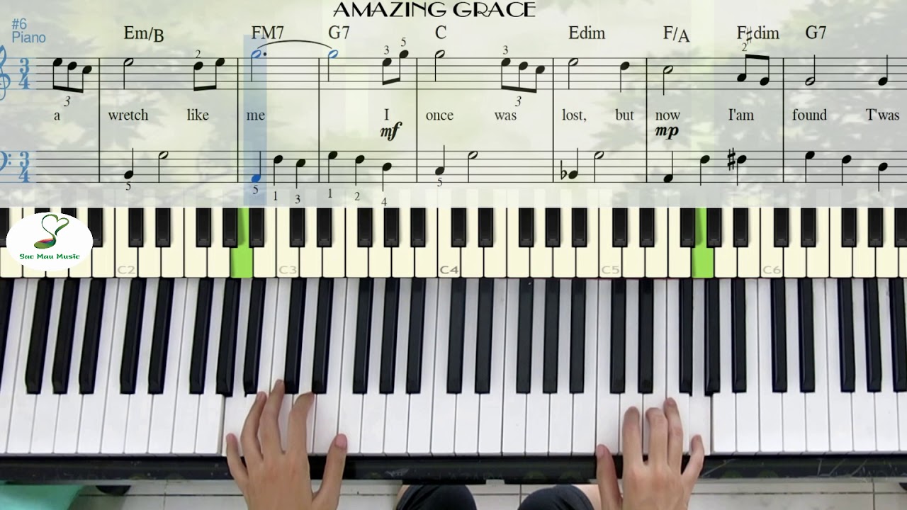 Amazing Grace easy piano (#54) - Sách Piano Tập 2 - Bài 13 - YouTube
