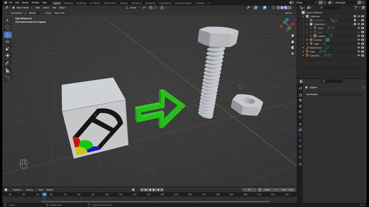 Blender building : Model EP-31 : Hex Bolt : น๊อตหกเหลียม - YouTube