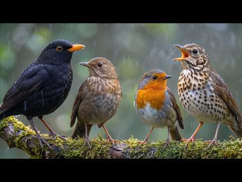 🌧️ Anında Sakinleşin: Yağmurda Kuş Sesleri - Gece Bülbülü, Karatavuk, Kızılgerdan - 2 Saat