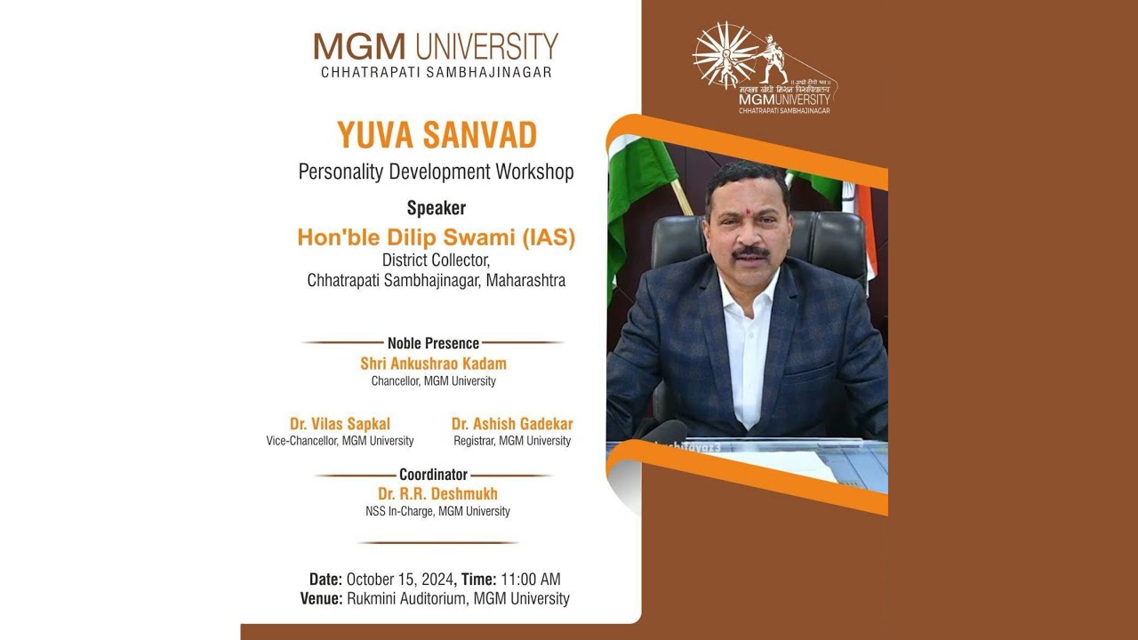 Yuva Sanvad | Personality Development Workshop | Hon'ble Dilip Swami ...