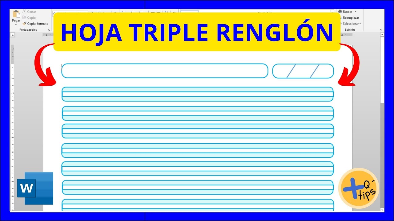 Cómo HACER una HOJA de TRIPLE RENGLÓN en WORD - YouTube