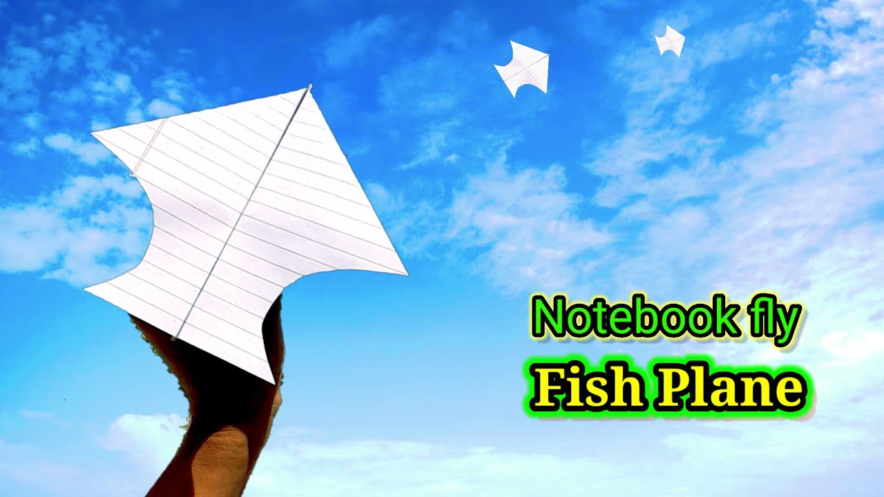Notebook Paper Plane Flying Fish| Paper flying Plane, How to make paper ...