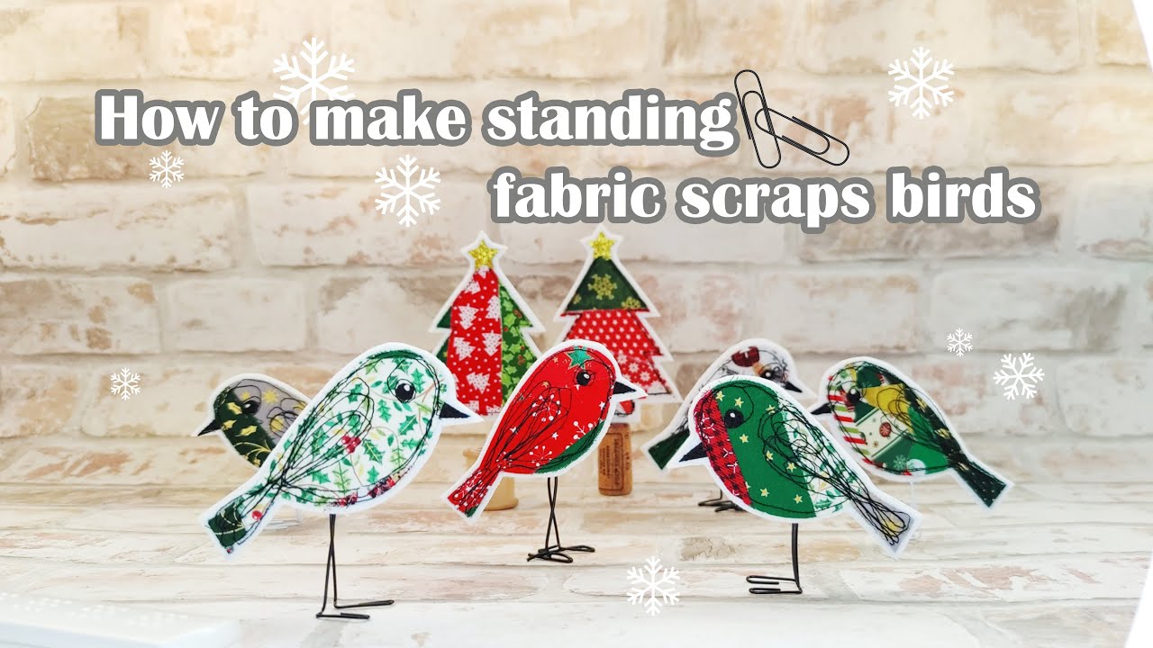 How to make your fabric scraps birds standing - YouTube