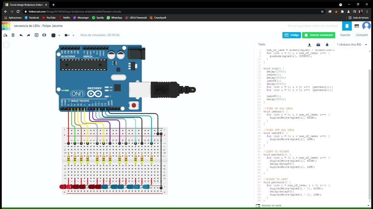Tinkercad Secuencia de LEDs - YouTube