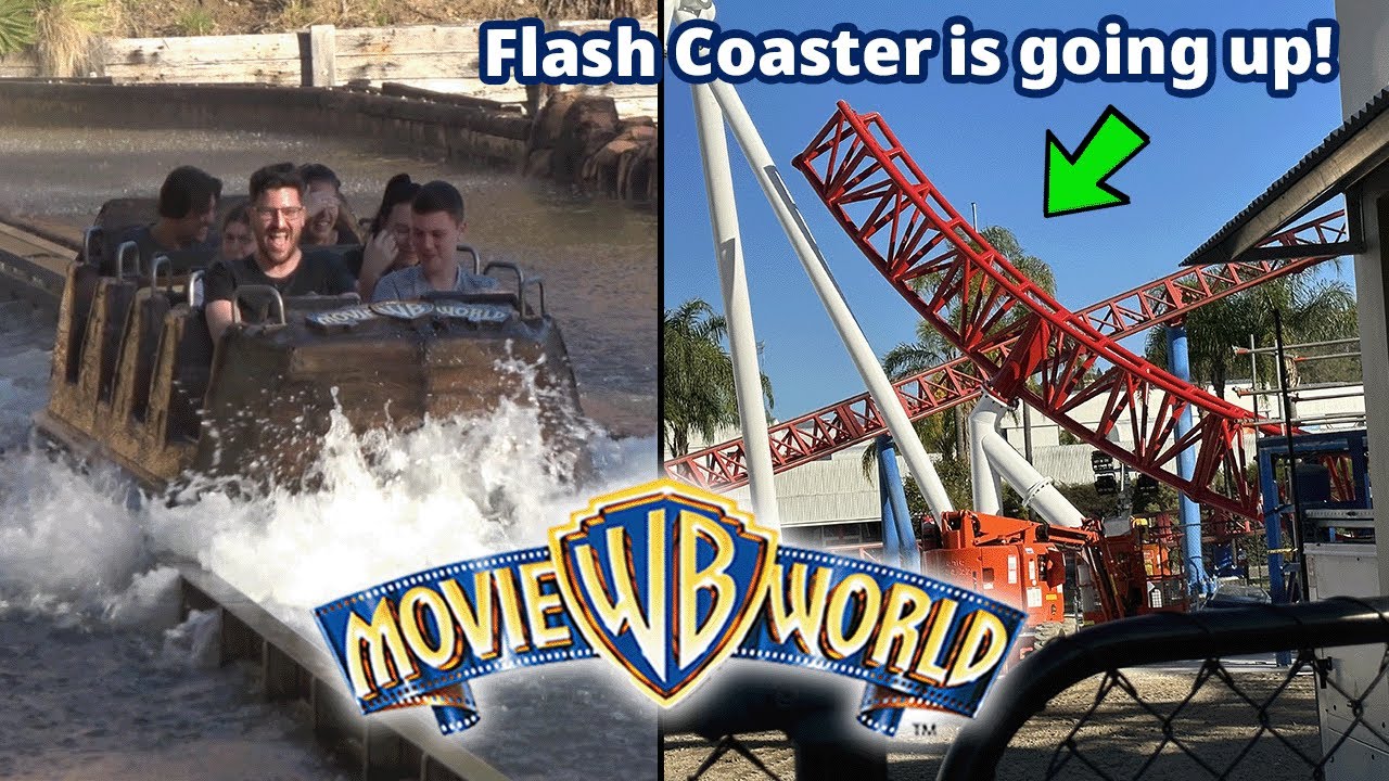 Movie World Gold Coast Flash Roller Coaster Track Is Going Up And More Youtube