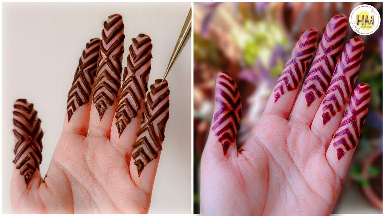 New stylish & beautiful finger mehndi design for front hand | fingers ...