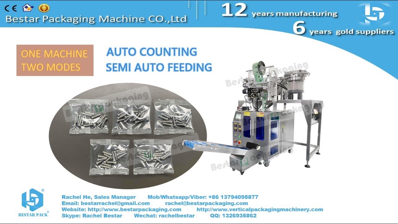 Bestar packaging machine working in automatic count and semi auto feeding modes - YouTube