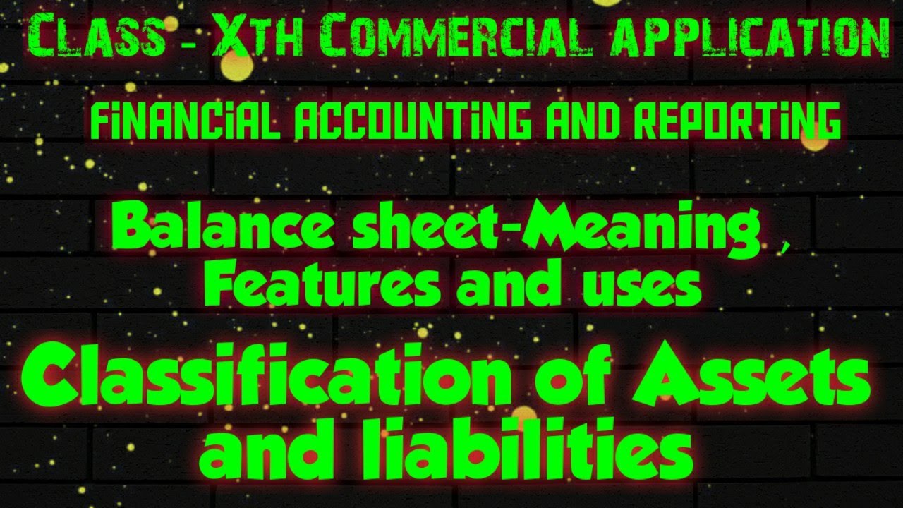 Class X.. Financial accounting and reporting.. Balance sheet ...