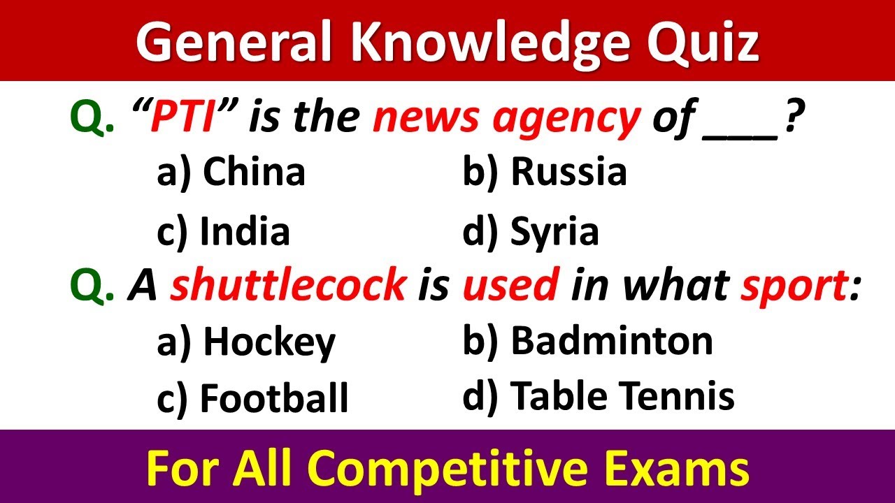 General Knowledge Quiz | General Knowledge | General Knowledge Mcqs ...