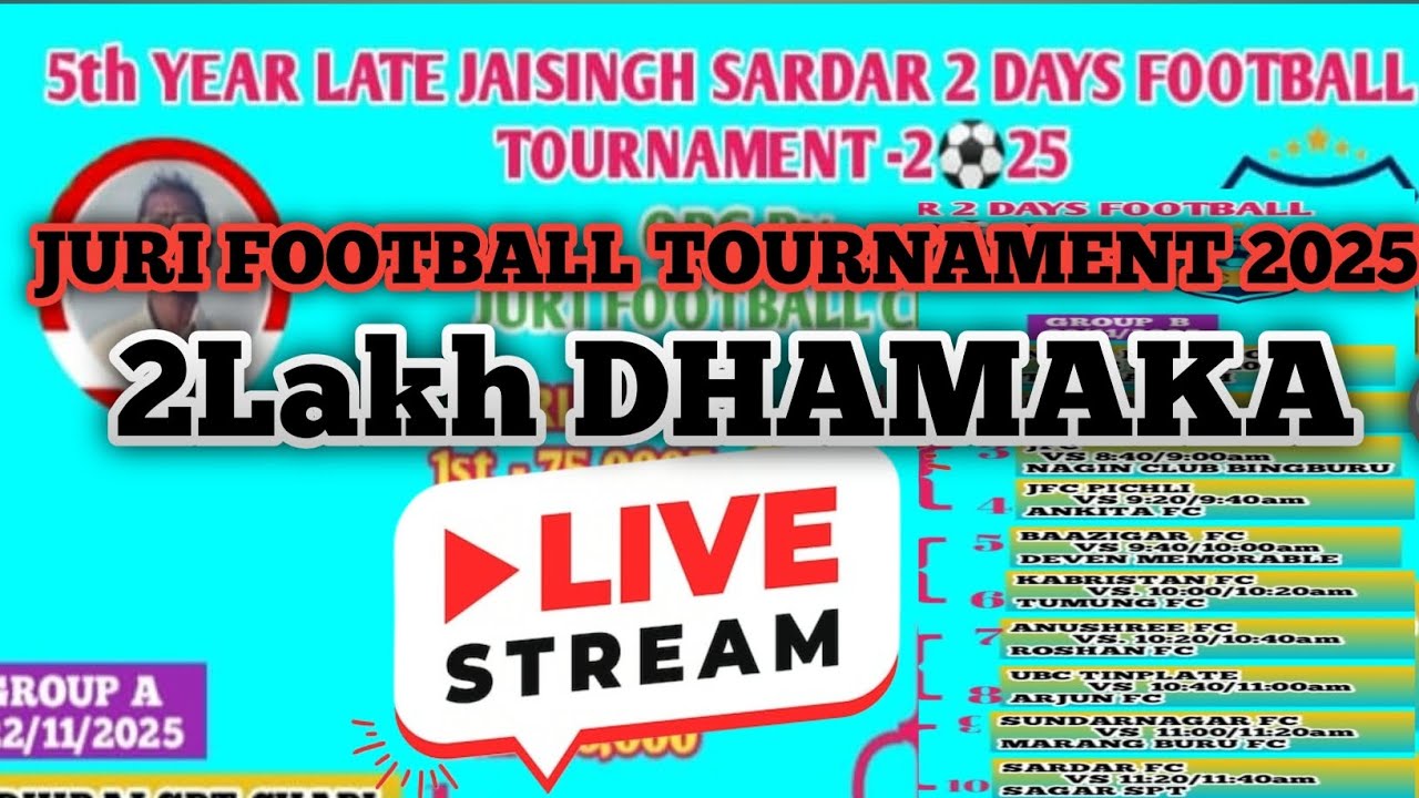 JURI FOOTBALL TOURNAMENT 2025(POTKA)2nd round match//Roshan FC 🆚T.B.R.T ...
