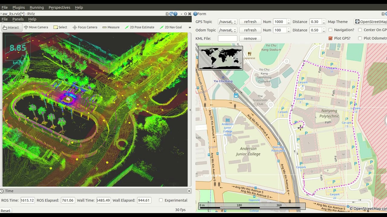 Autonomous vehicle campus navigation in GIS and 3D Map - YouTube