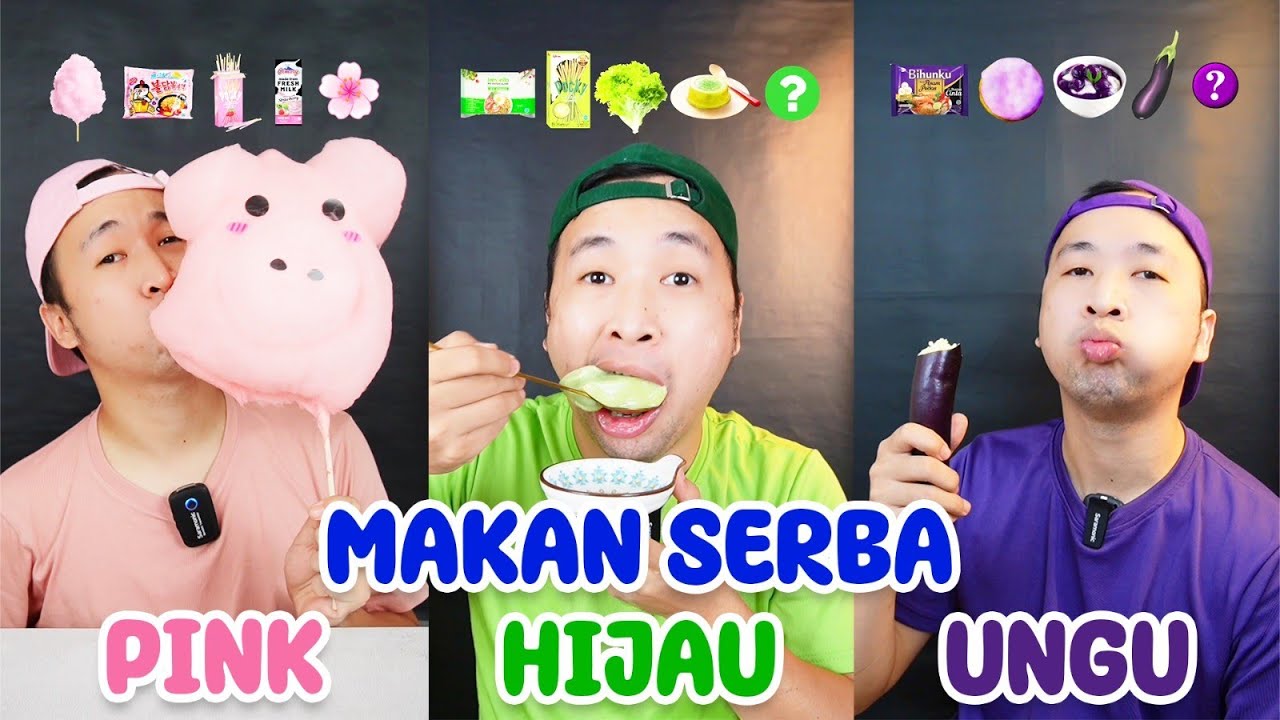COLOR FOOD MUKBANG🌈 [PINK 🌸• UNGU 🍇• HIJAU🥦] Kompilasi Makan Sesuai ...