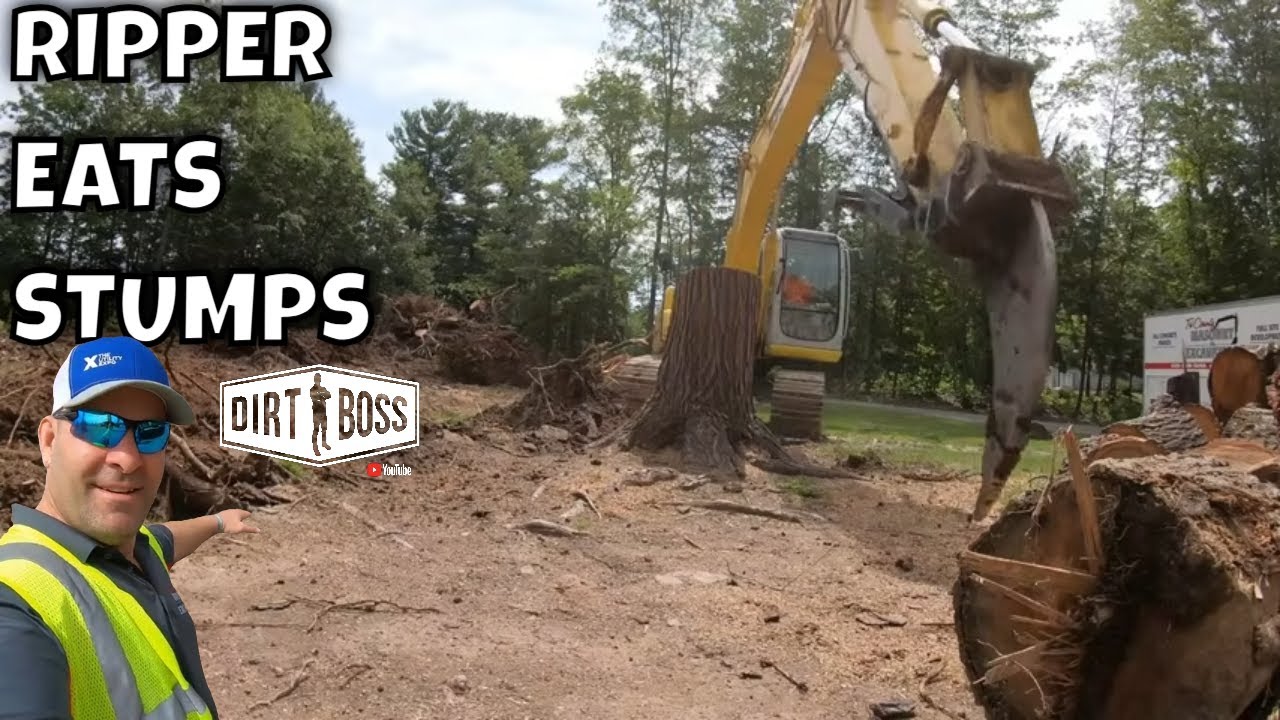 Pulling Stumps with a Ripper on a Kobelco SK160 Excavator - YouTube