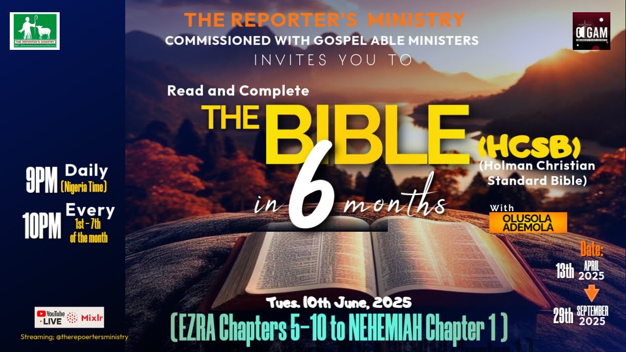 HCSB: EZRA Chapters 5-10 to NEHEMIAH Chapter 1: READ & COMPLETE THE ...