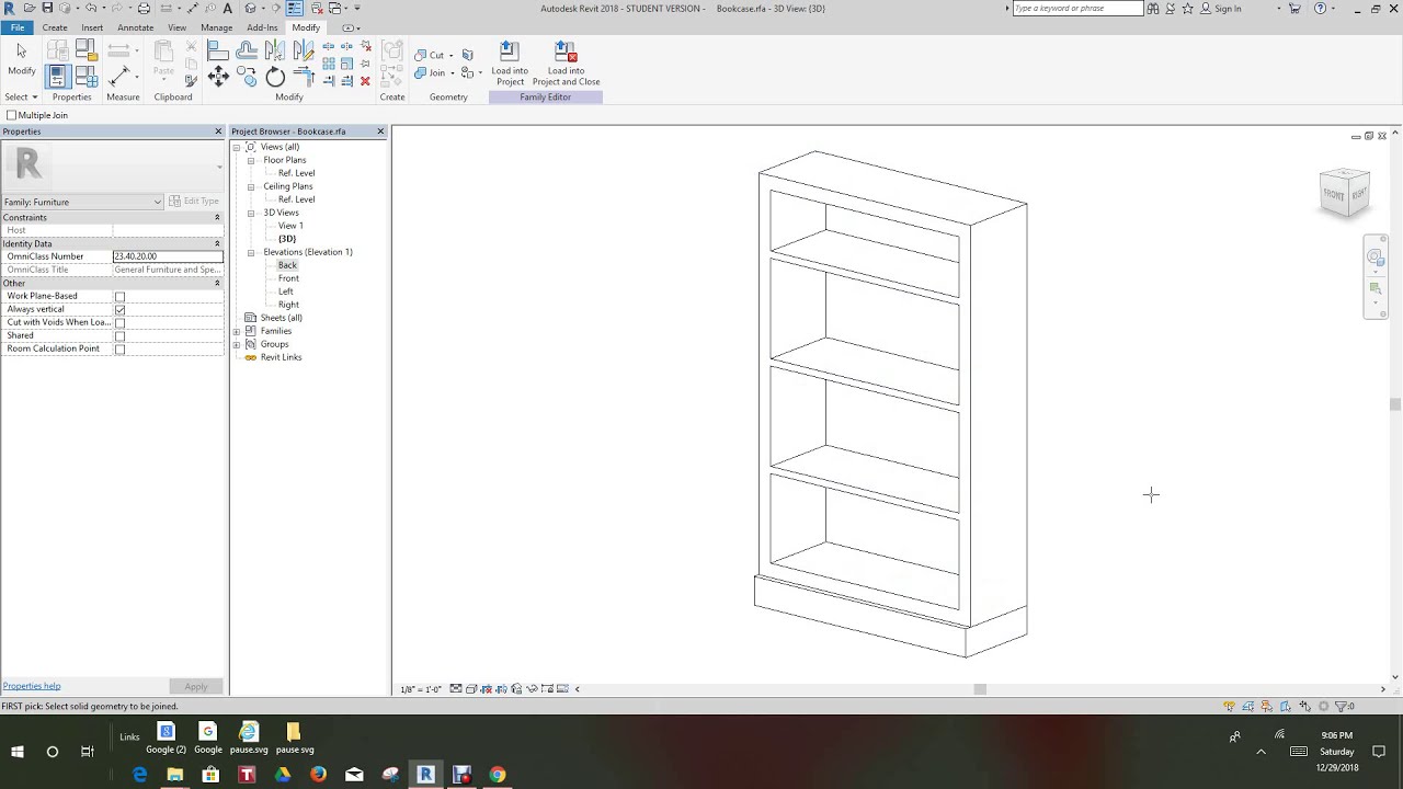 Revit Family Creation Procedures pt2 Create a book shelf - YouTube